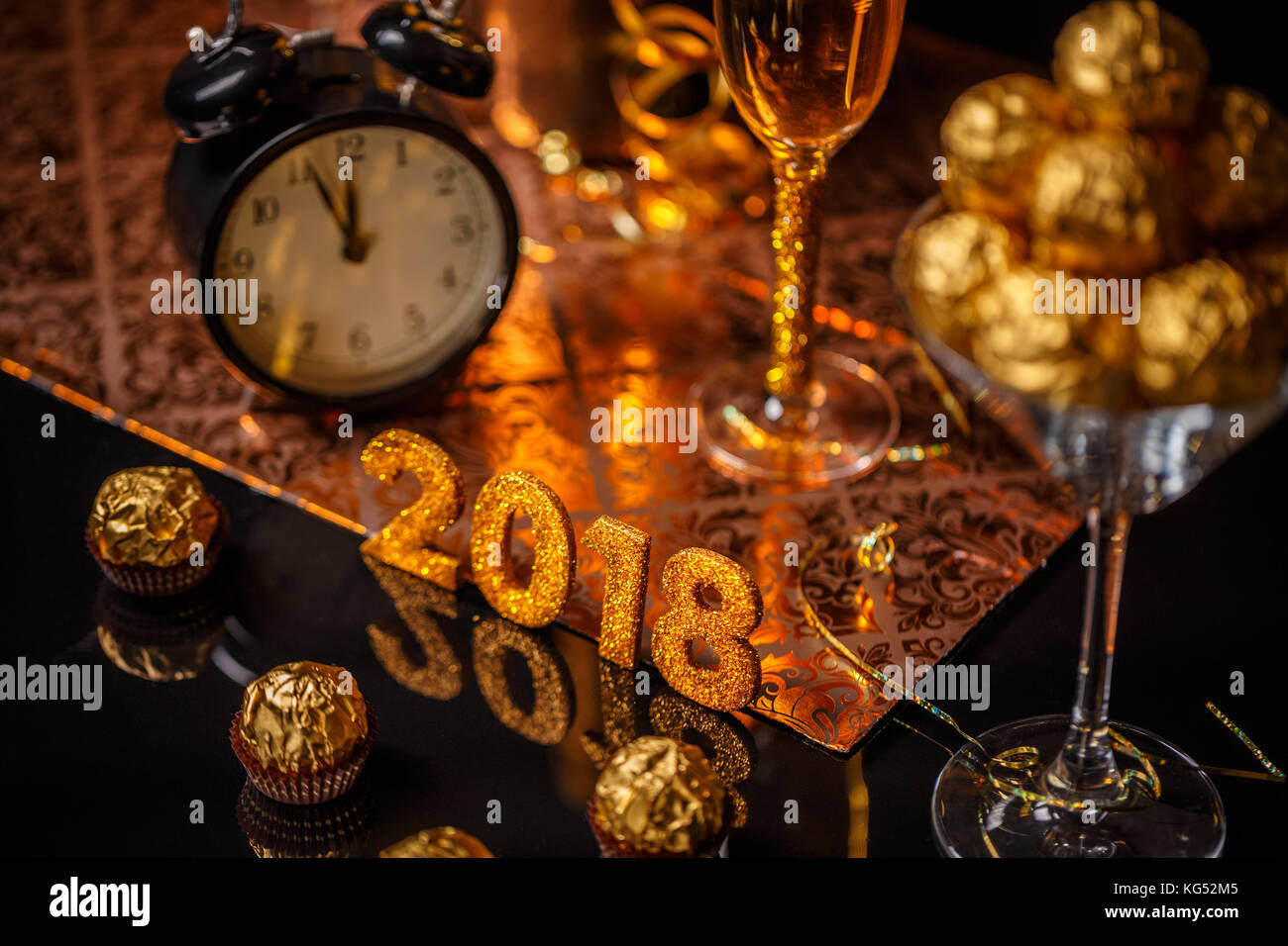2018 New Year's Eve celebration background Stock Photo - Alamy