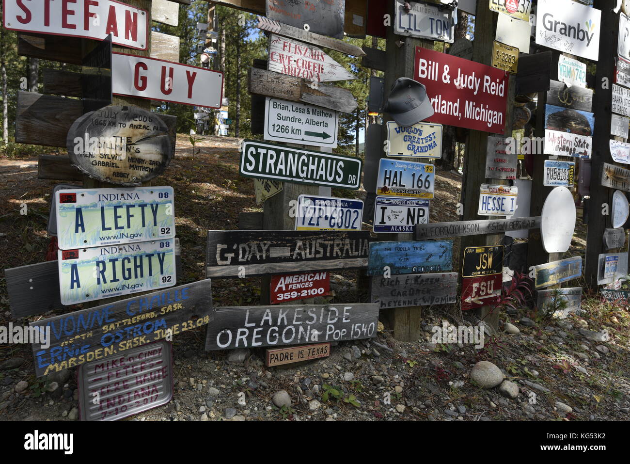 Watson Lake, Signpost Forest, Yukon, Canada Stock Photo - Alamy