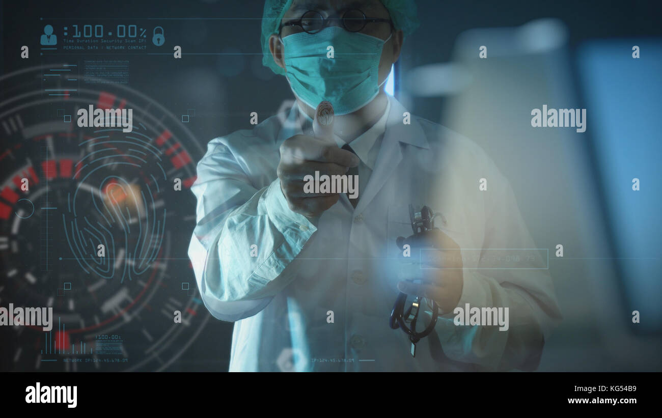Medical technology concept,smart doctor hand working with modern ...