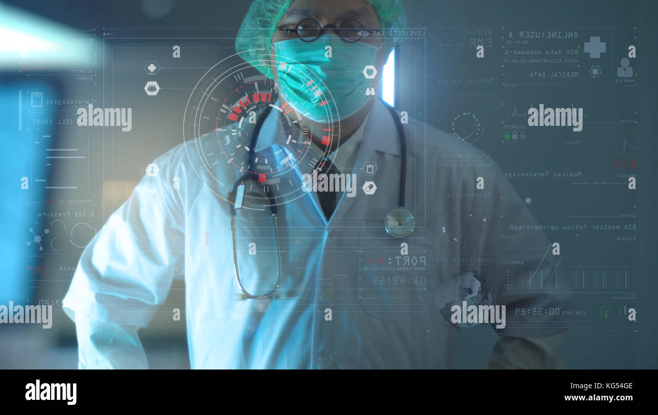 Medical technology concept,smart doctor hand working with modern ...