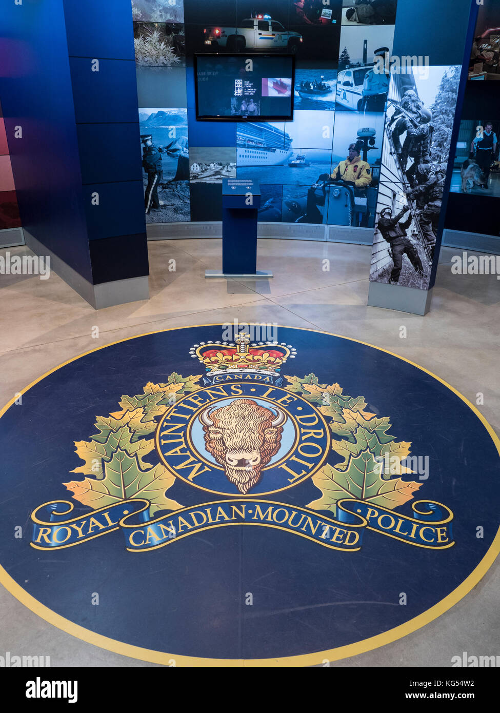 Emblem in the floor, RCMP Heritage Centre, Regina, Saskatchewan, Canada ...