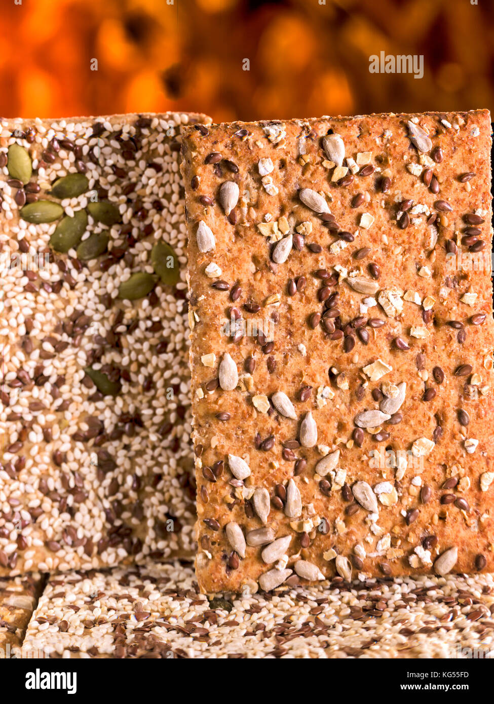 Crisp-bread squares food close-up Stock Photo - Alamy