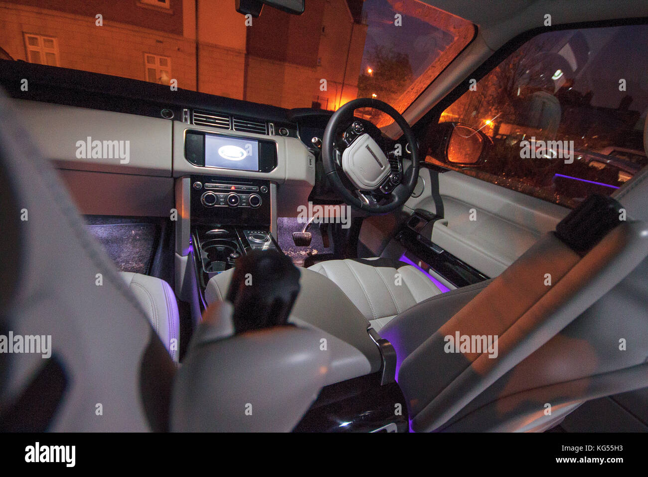 Interoir of Range Rover at Night Stock Photo - Alamy