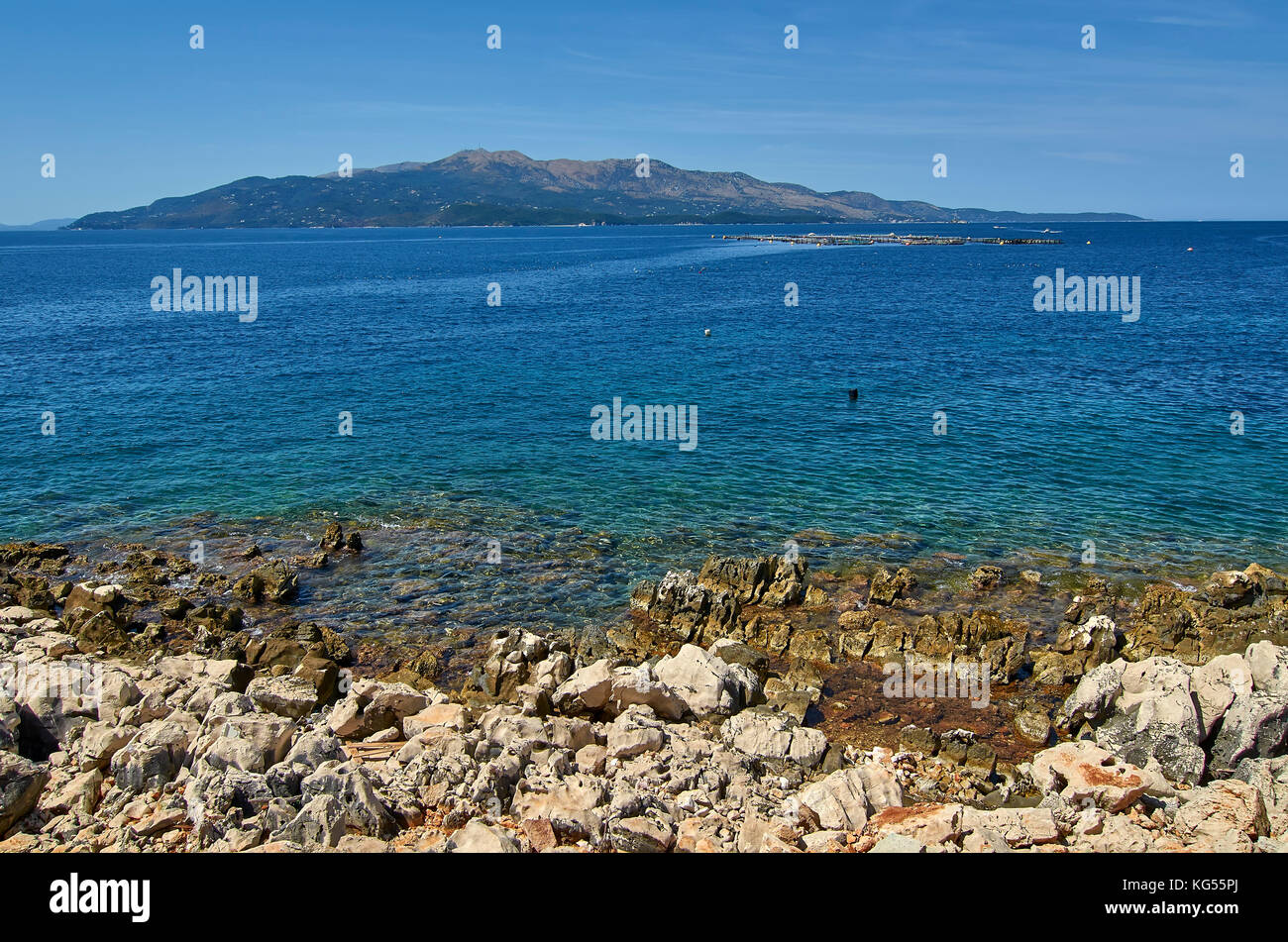 Corfu Island seen from Ksamil, Albania Stock Photo - Alamy