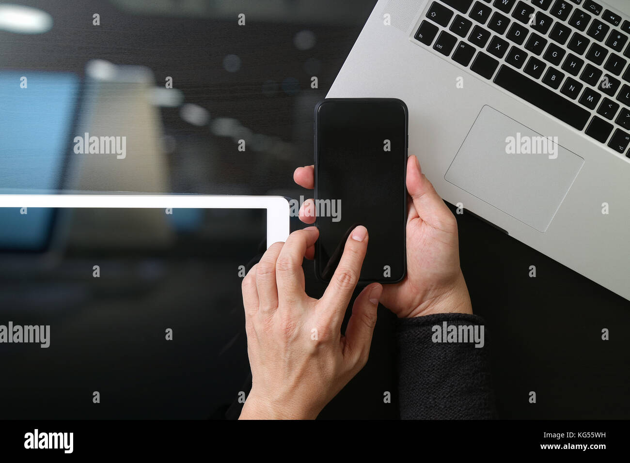 cyber security internet and networking concept.Businessman hand working ...