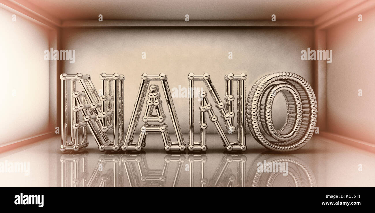 The word nano made from crystalline grid, nanotechnology concept ...