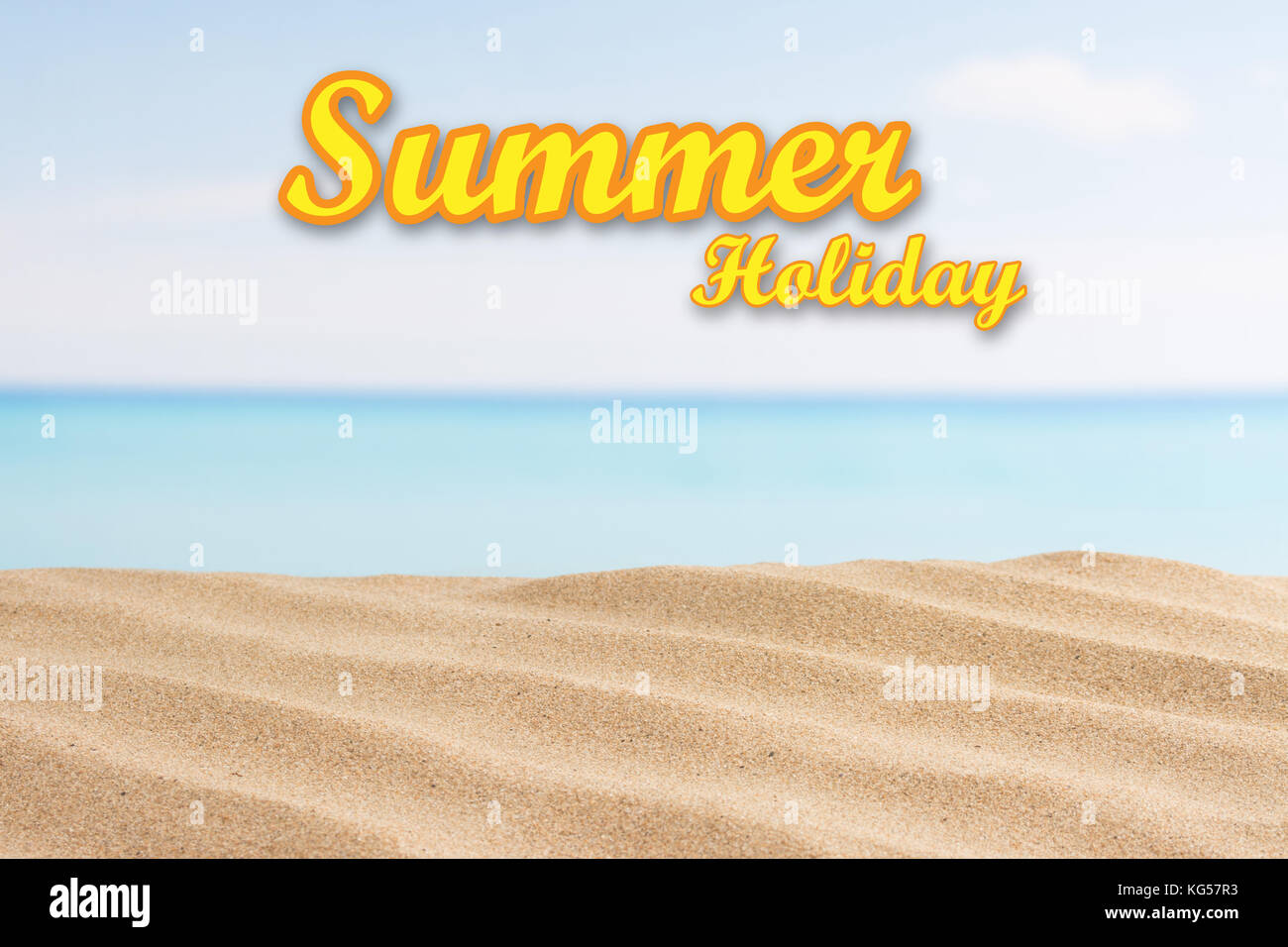 summer holiday background with text. sea and sand on the beach Stock ...