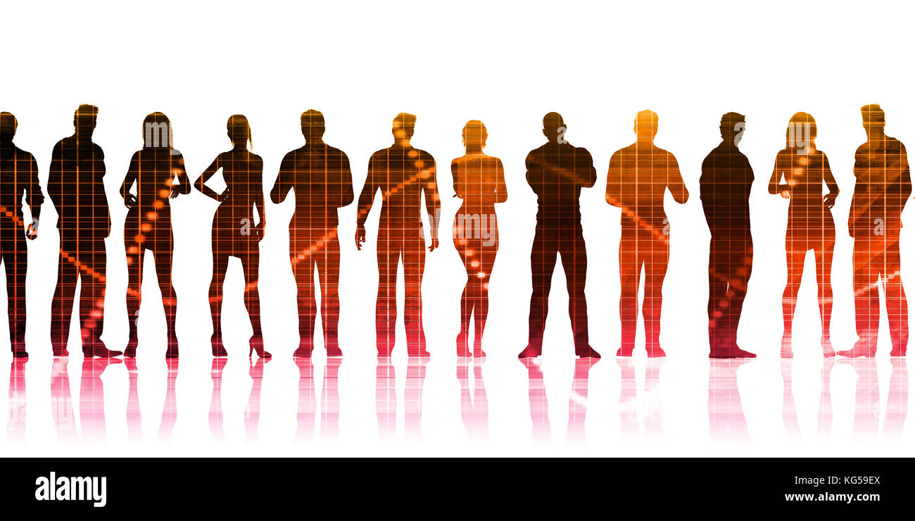 Silhoutte of Business People Standing in a Line Row Stock Photo - Alamy