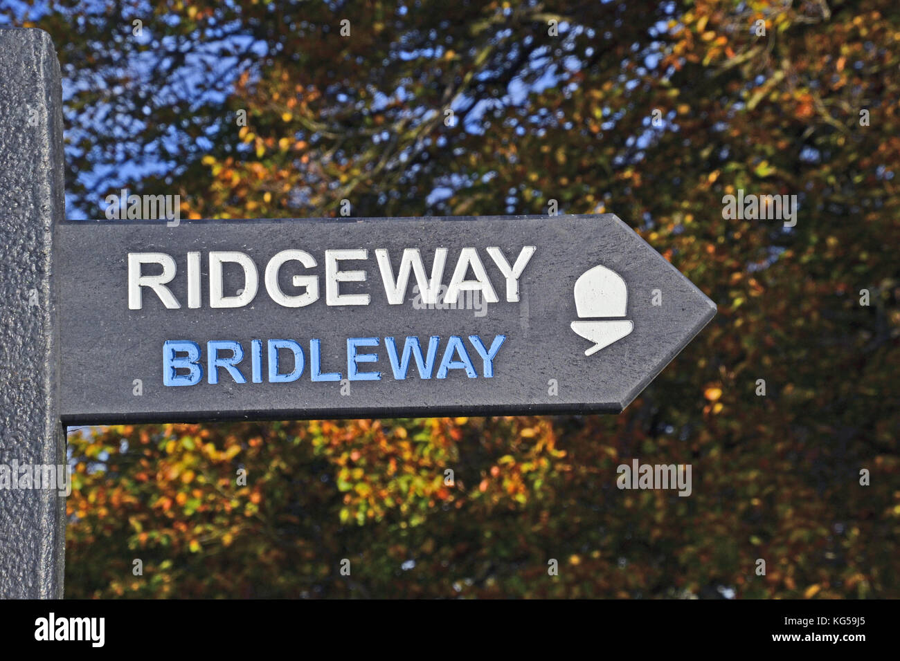 Ridgeway Bridleway sign, on The Ridgeway Path, Whiteleaf Hill ...