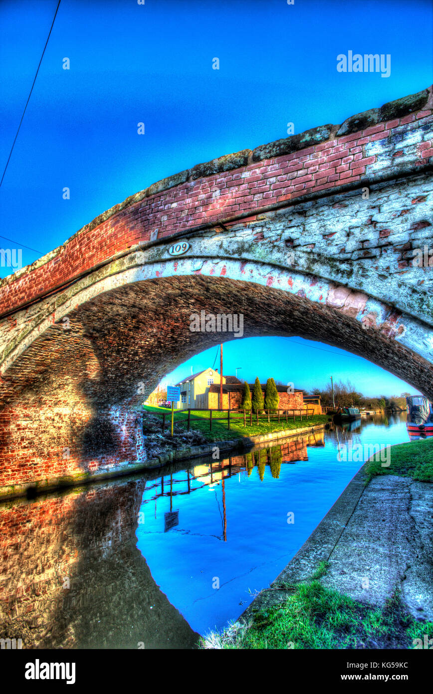 Cheshire, England. Artistic view of Bates Mill Bridge (number 109) on ...