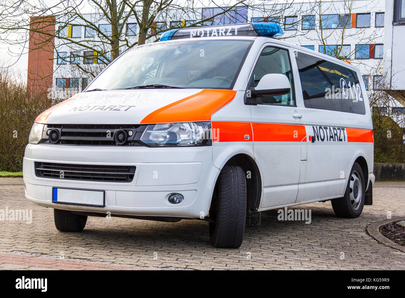 German Notarzt, emergency doctor car from fire department stands on a ...