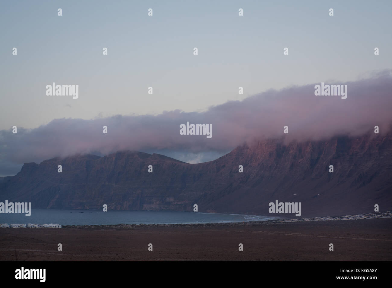 Famara beach landscape during sunset nature power and energy Stock ...