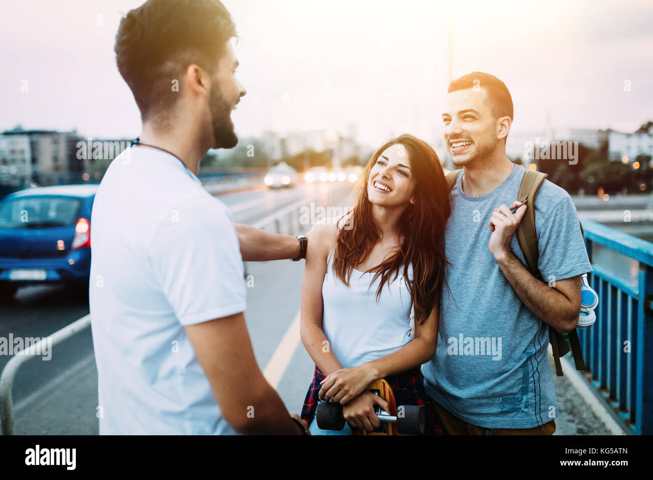 Group of happy friends hang out together Stock Photo - Alamy