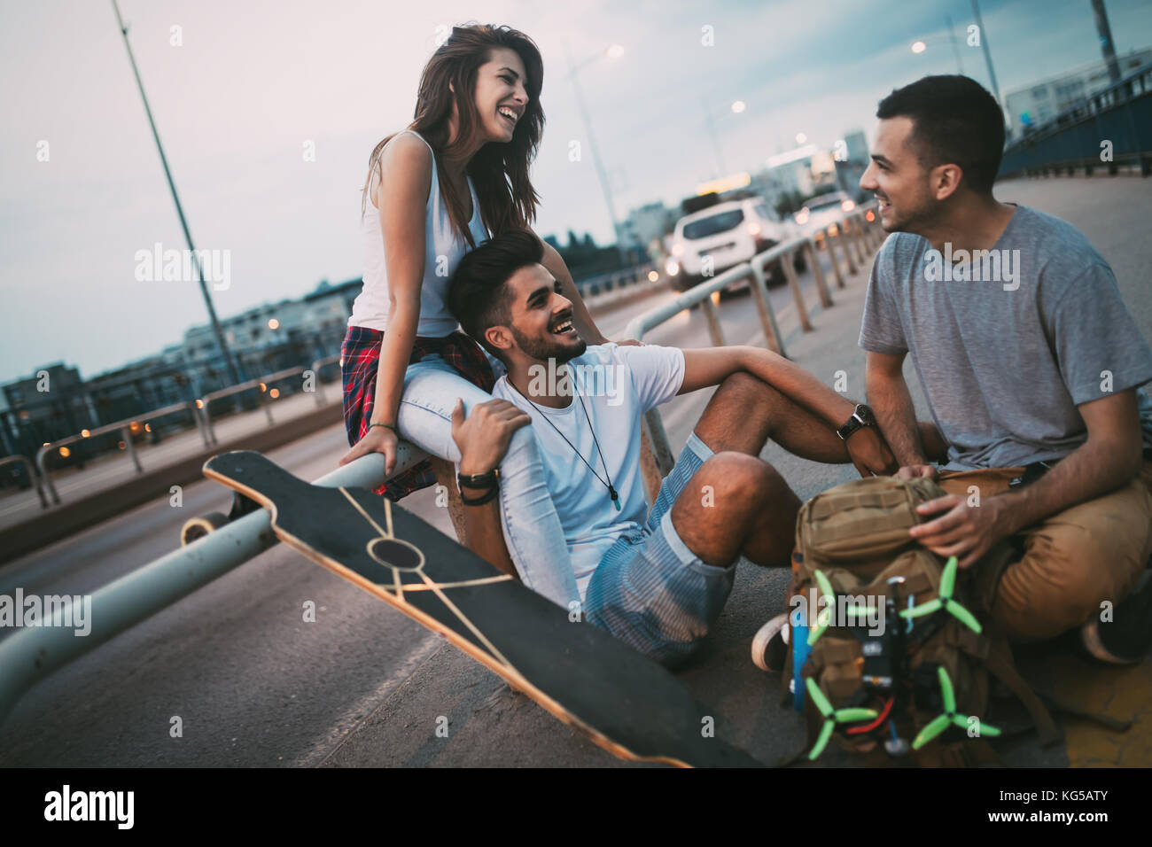 Group of happy friends hang out together Stock Photo - Alamy