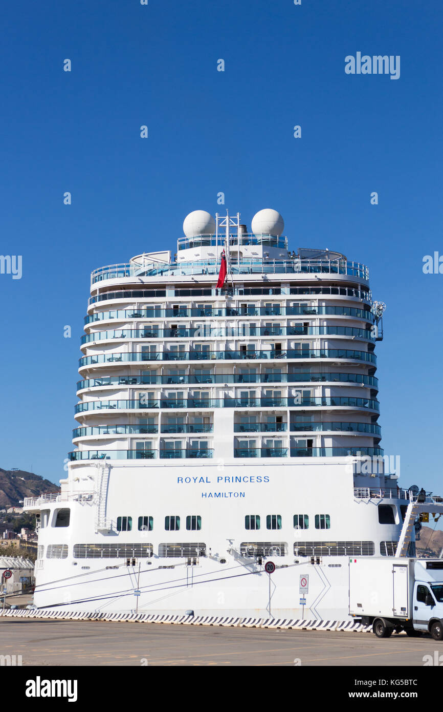Stern of the Royal Princess cruise ship moored in Messina, Siciliy ...