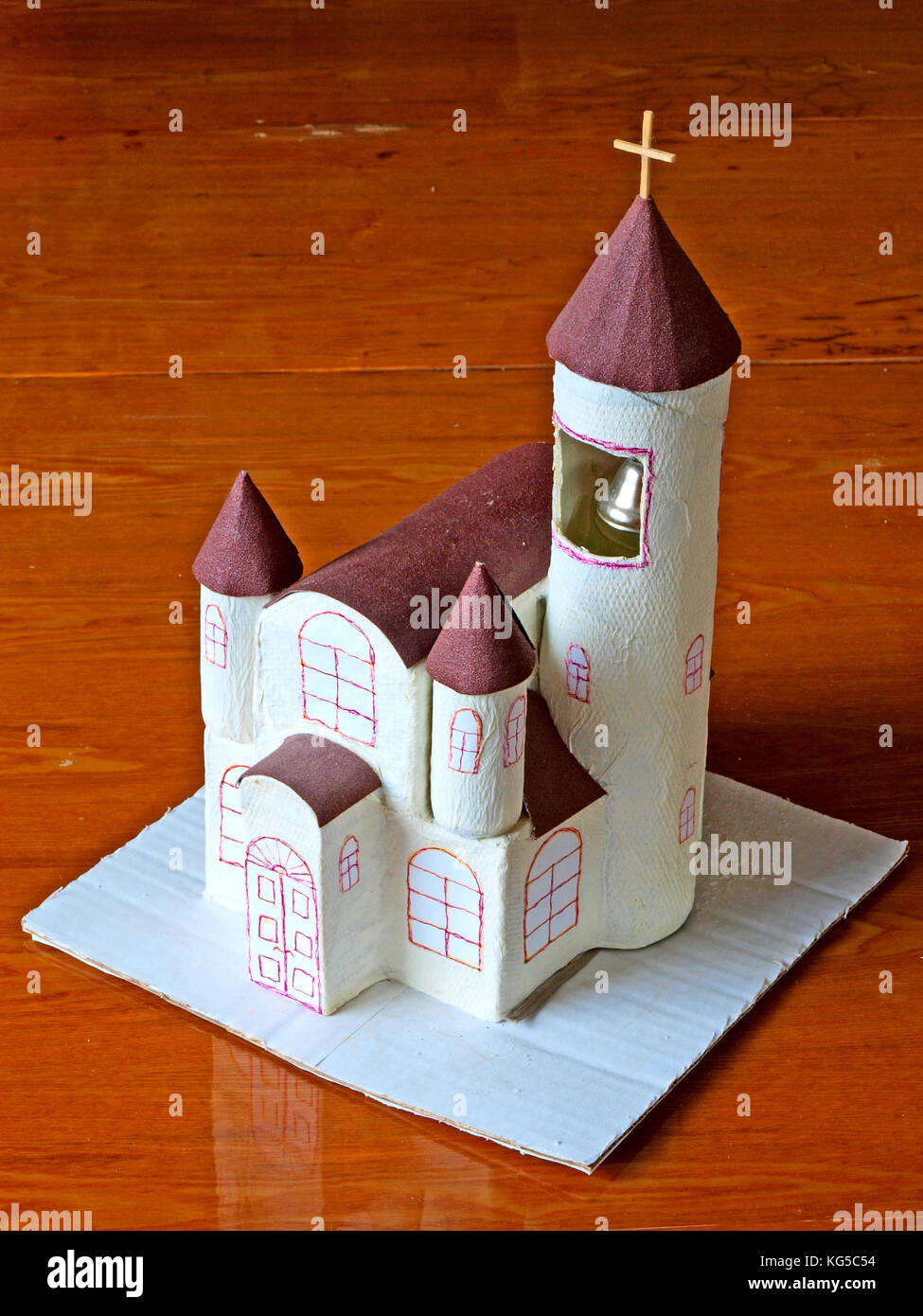 Homemade simple paper model of the church Stock Photo - Alamy
