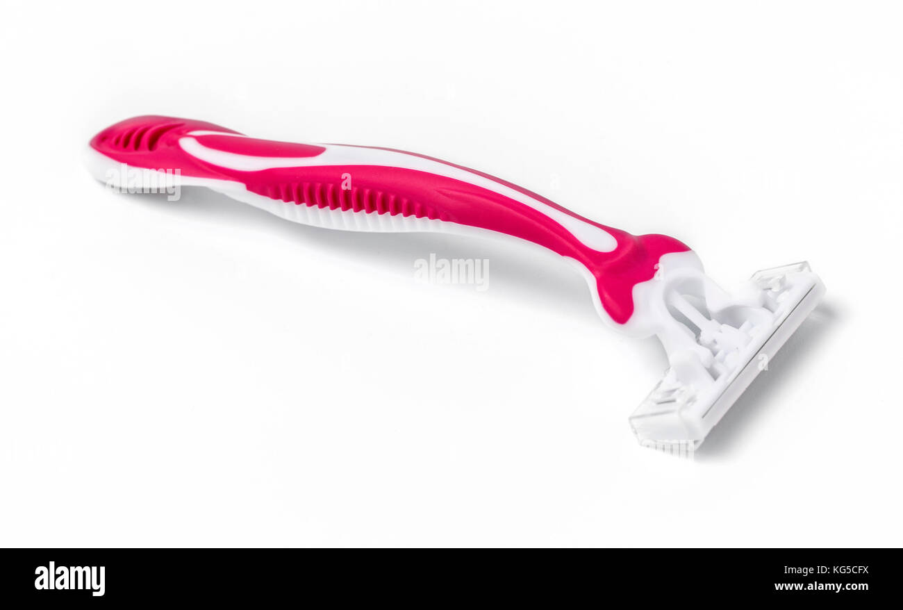 Pink razor isolated on white background Stock Photo - Alamy