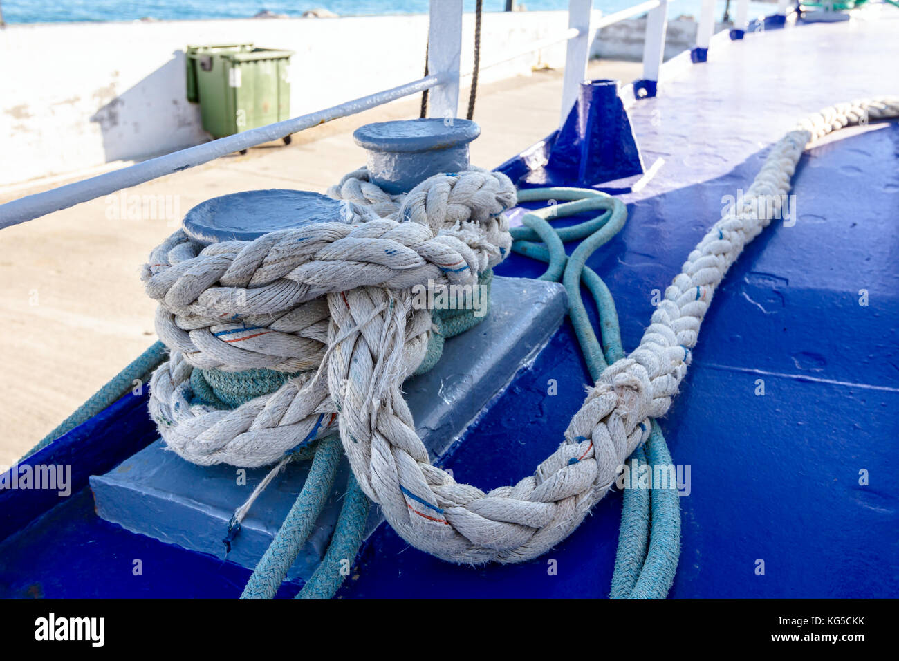 Vessel part, coil where boats are tied up with rope for the dock ...