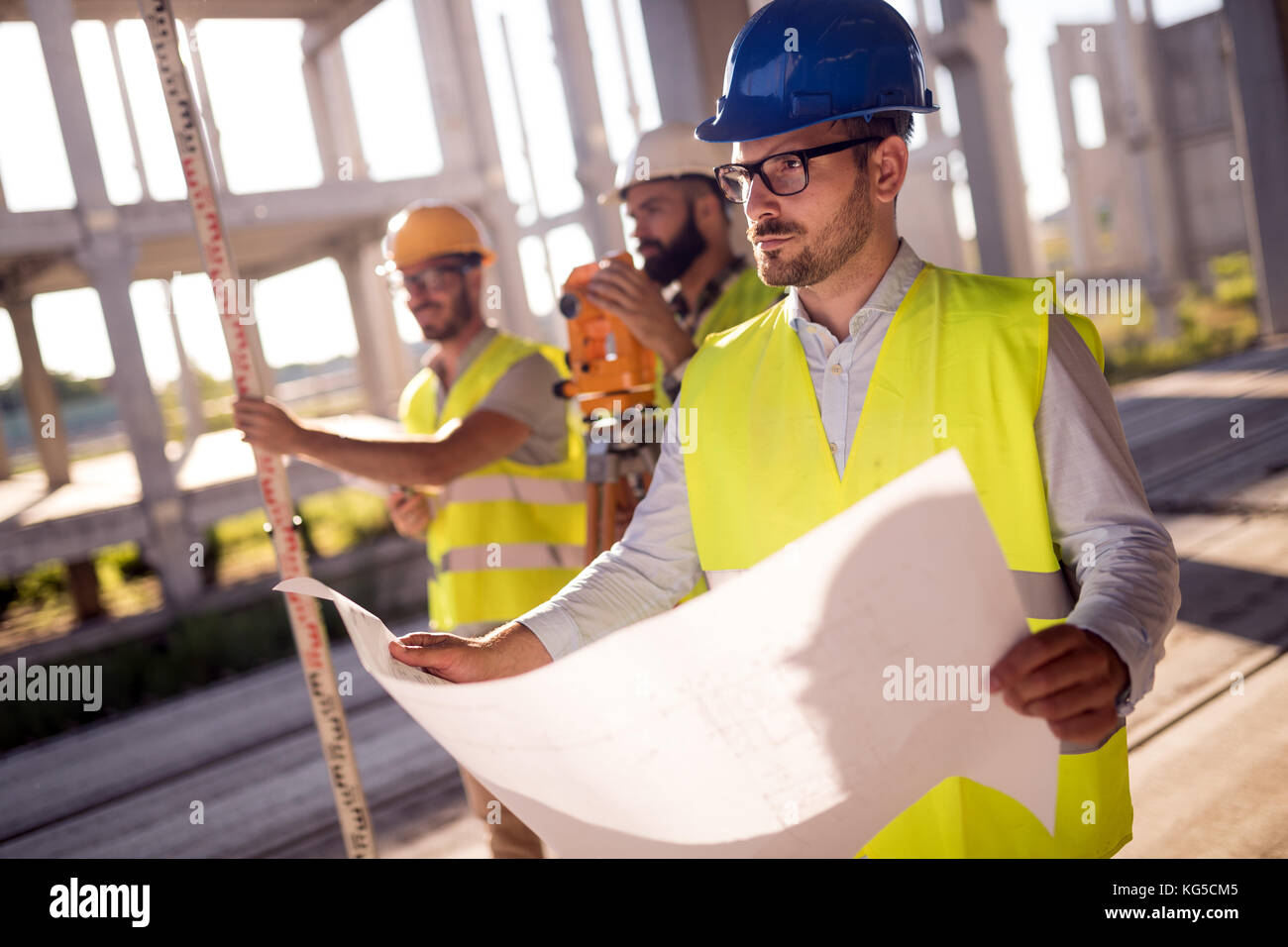 Picture of construction engineer working on building site Stock Photo ...