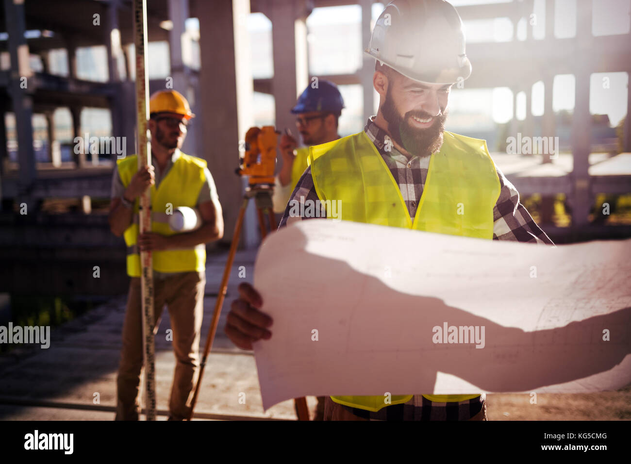 Picture of construction engineer working on building site Stock Photo ...