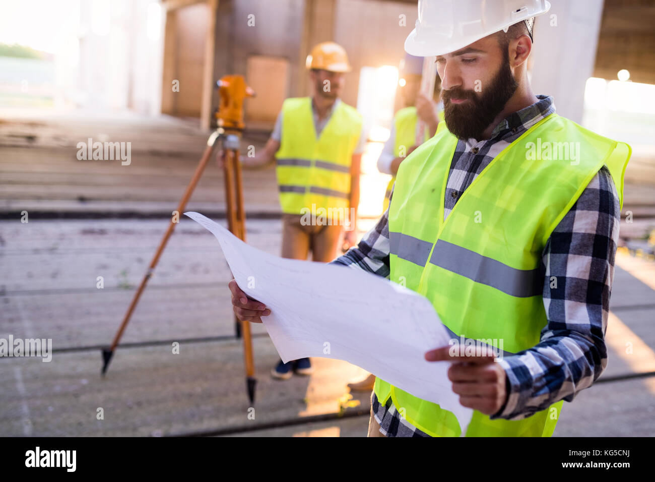 Picture of construction engineer working on building site Stock Photo ...