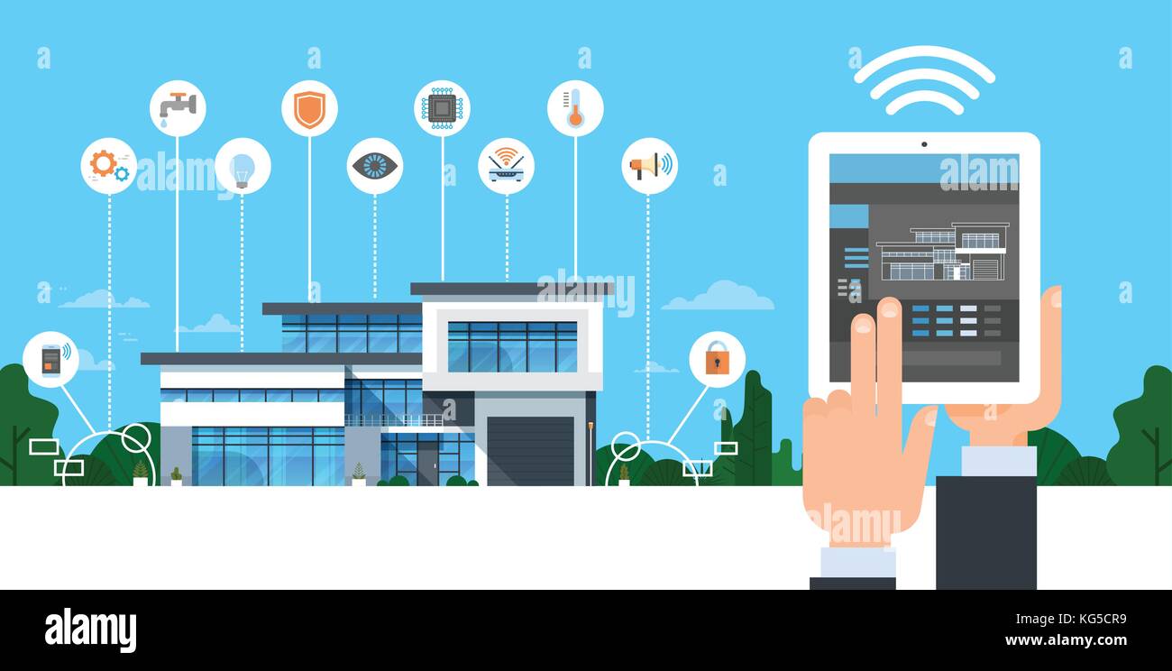 Hand Holding Digital Tablet With Smart Home System Control Interface ...