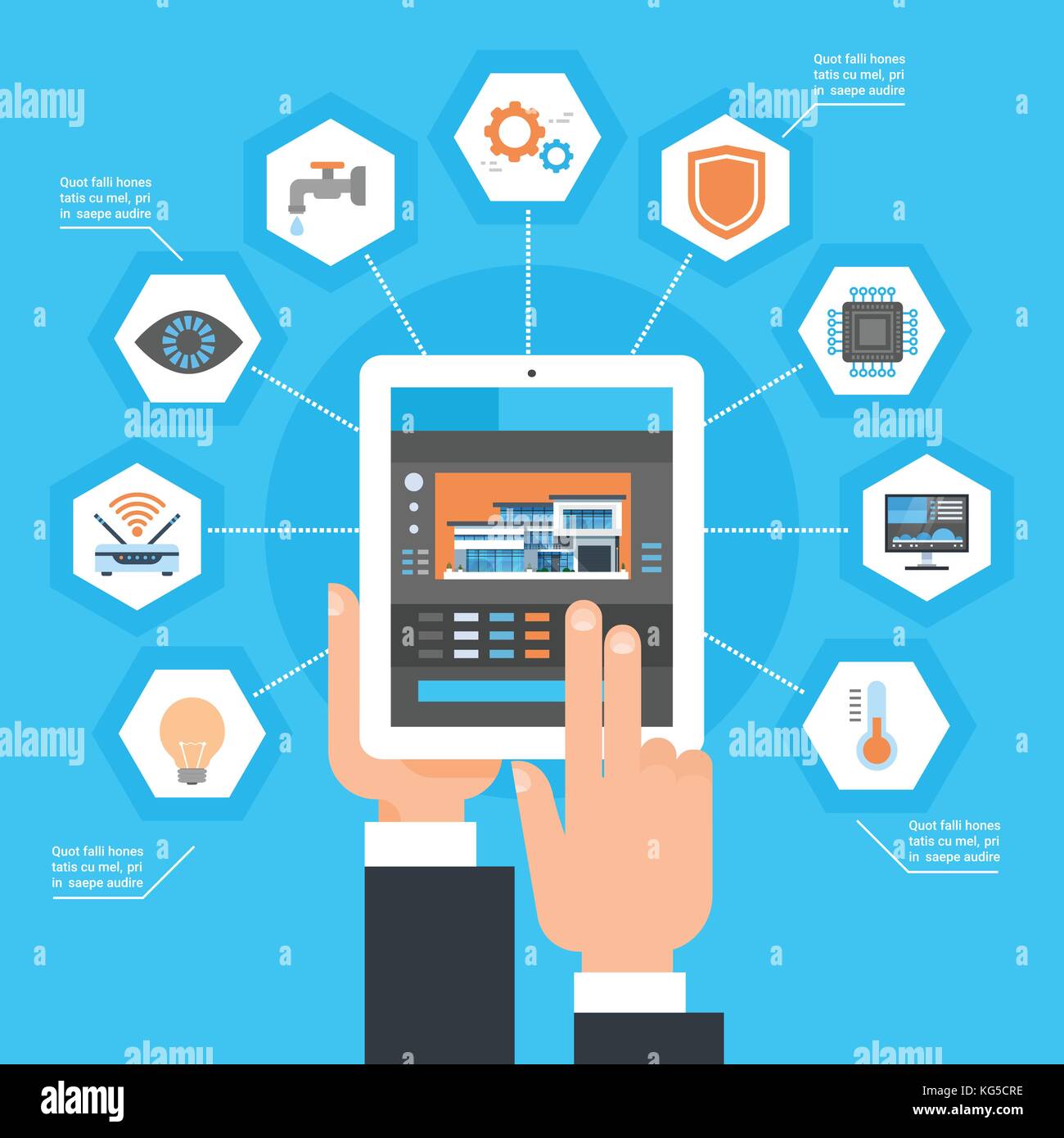 Hand Using Smart Home Control System On Tablet Computer House ...