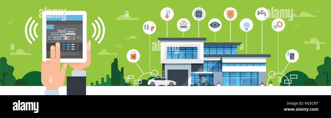 Hand Holding Digital Tablet With Smart Home System Control Interface ...