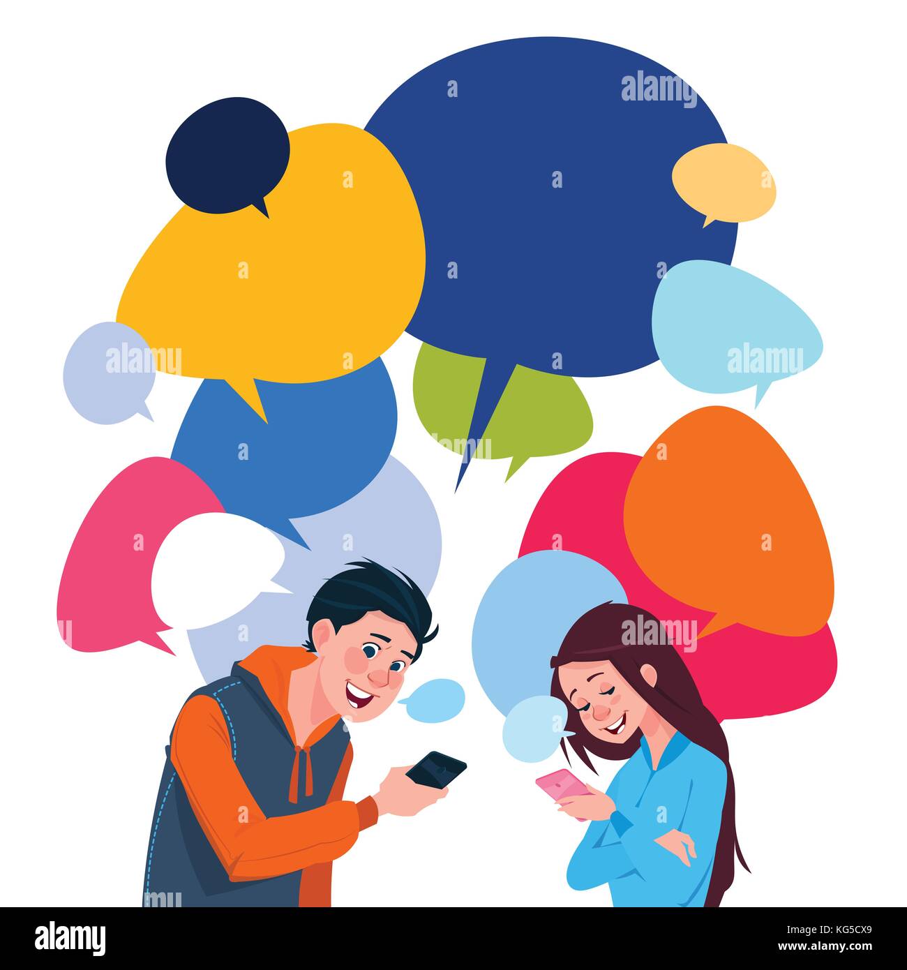 Boy girl chatting phone hi-res stock photography and images - Alamy
