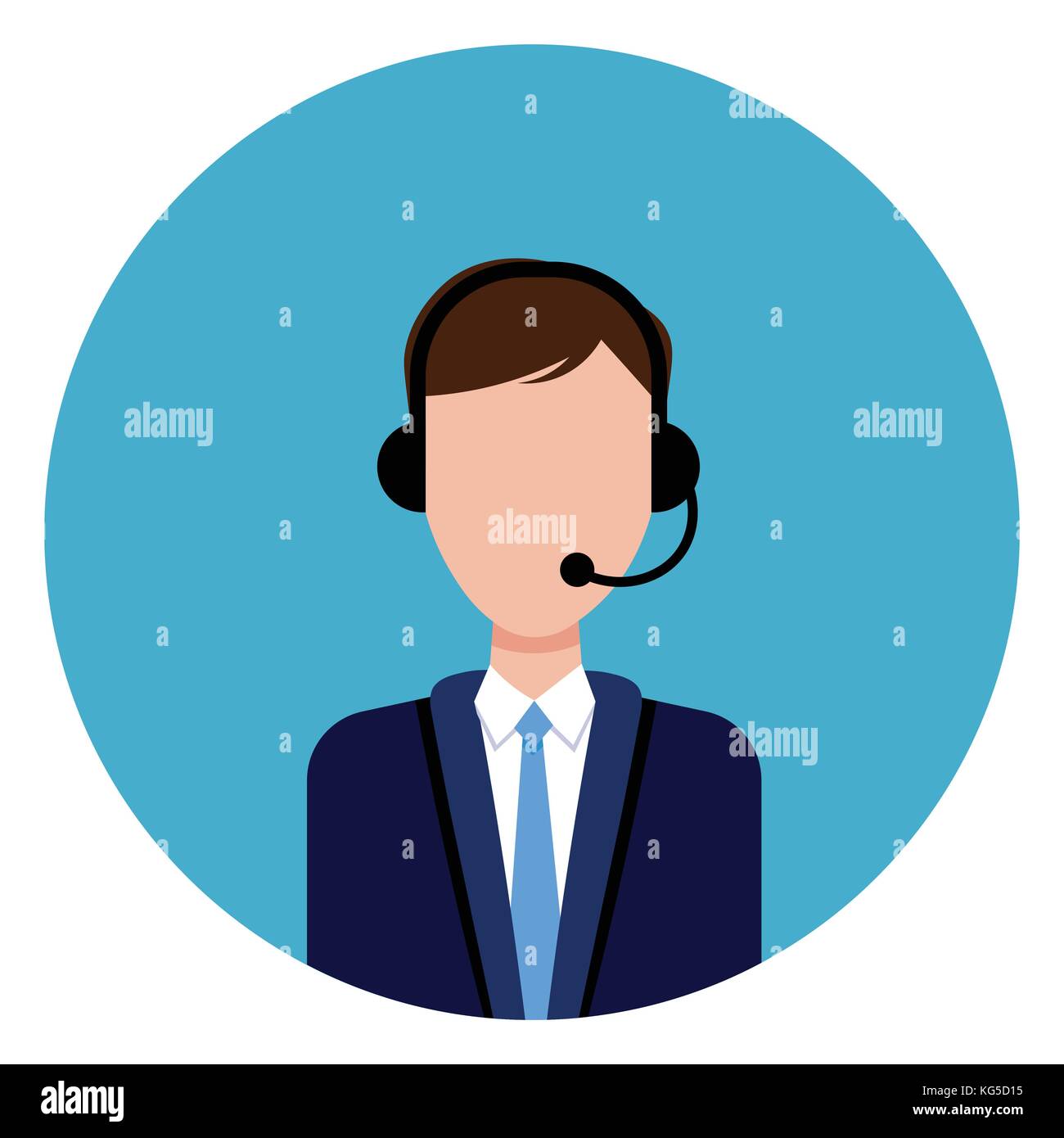 Call Service Support Male Worker Icon Round Blue Background Stock ...