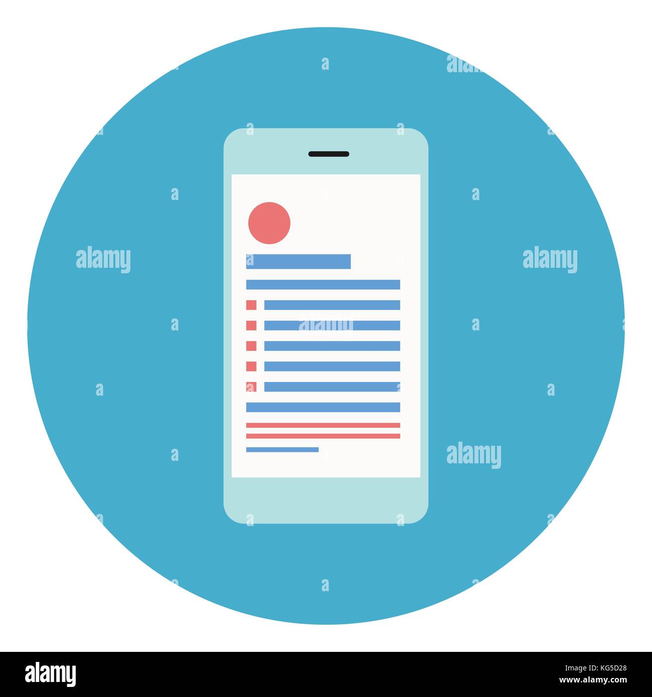 Cell Smart Phone Icon On Round Blue Background Stock Vector Image & Art ...