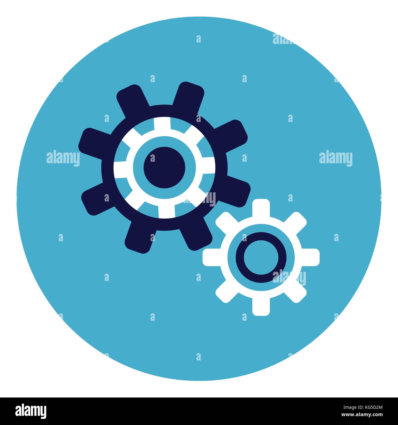 Cog Wheel Icon On Round Blue Background Stock Vector Image & Art - Alamy
