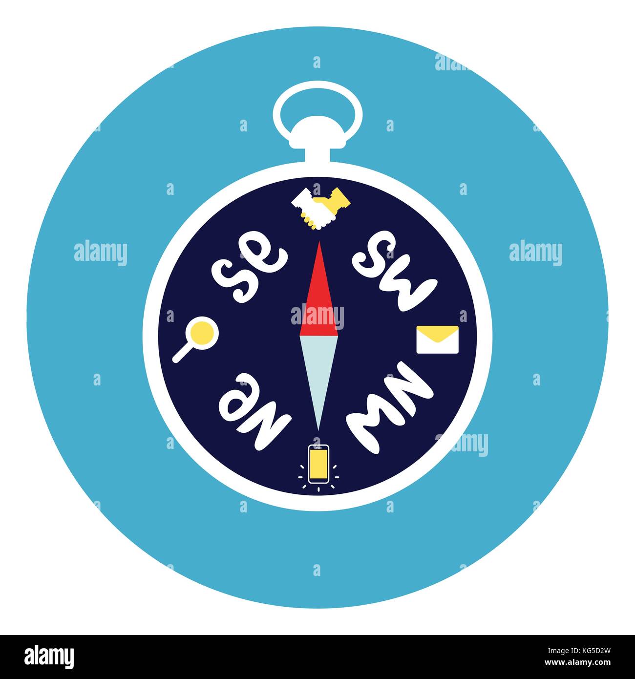 Compass Icon On Round Blue Background Stock Vector Image & Art - Alamy