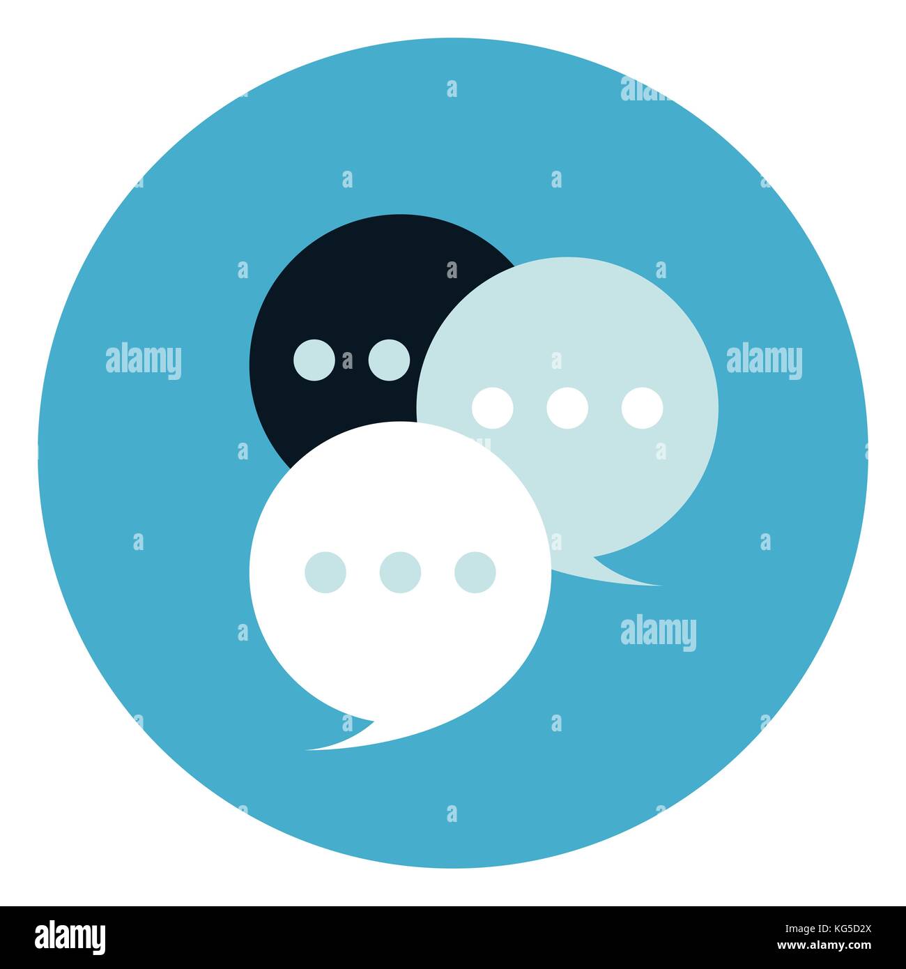 Chat Bubbles Icon On Round Blue Background Stock Vector Image & Art - Alamy