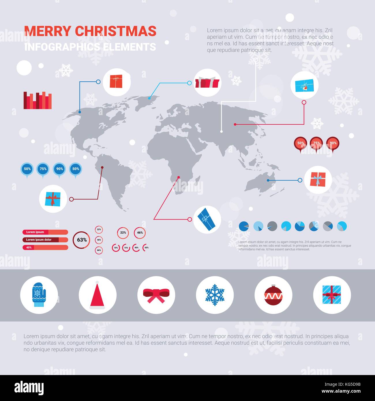 World Map With Charts And Diagrams Merry Christmas Infographics Set ...