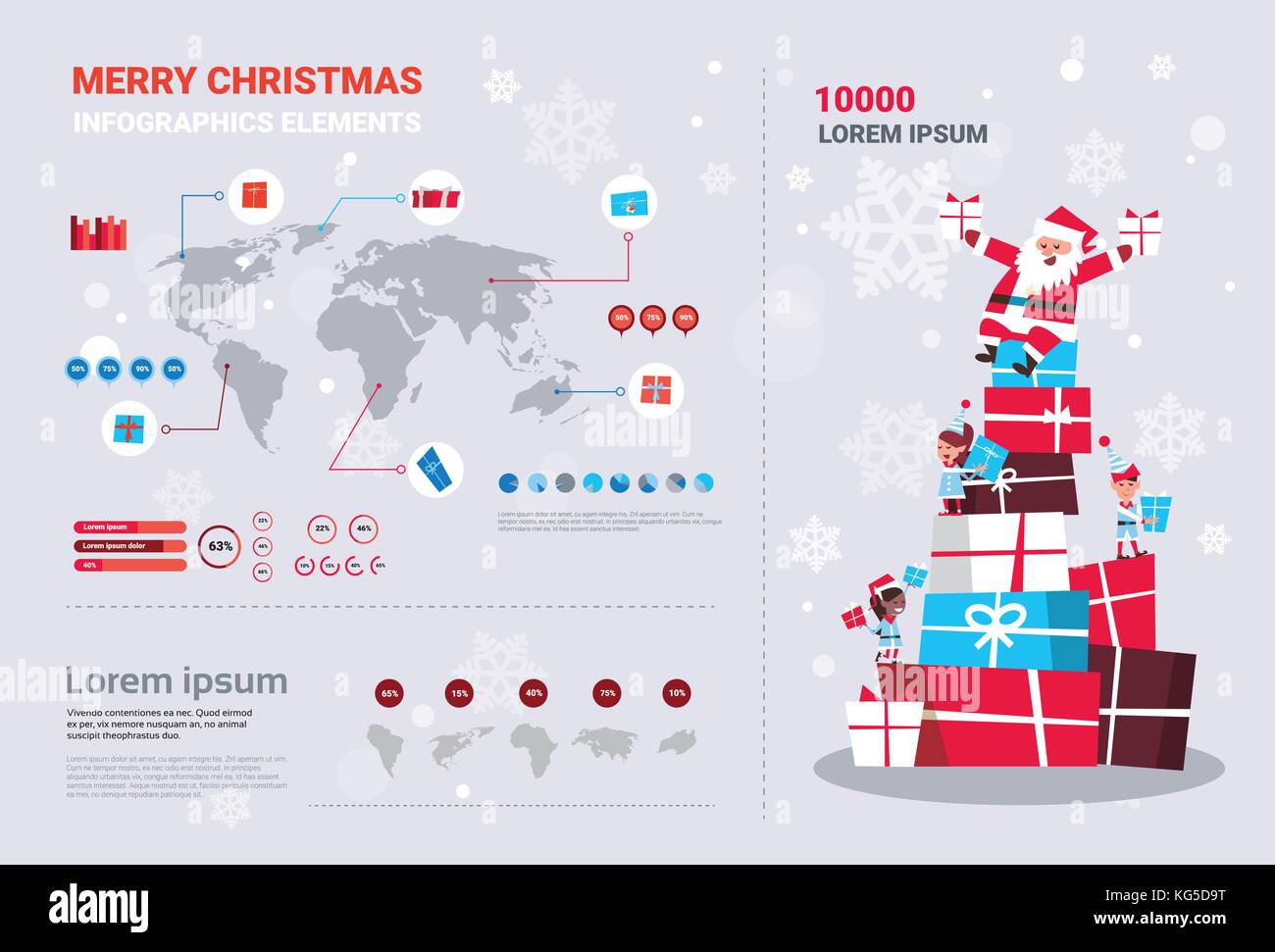 Winter Holidays Infographics Elements Set Merry Christmas Concept Stock ...