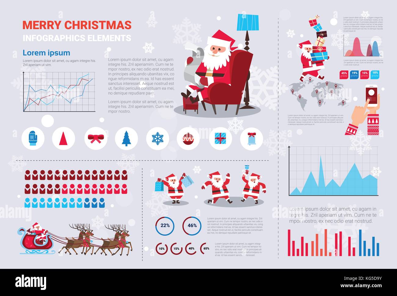 Template Christmas Infographics Set Winter Holiday Poster Design Stock ...