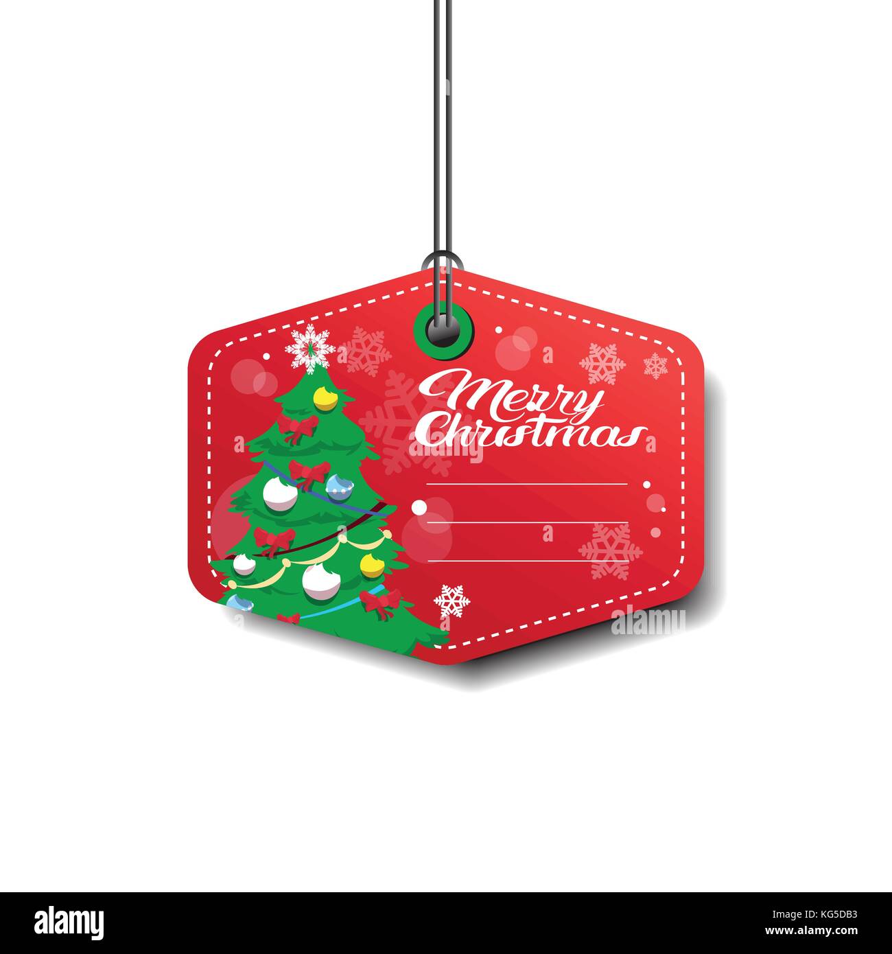 Tamplate Merry Christmas Tag With Pine Tree On Red Isolated On White ...