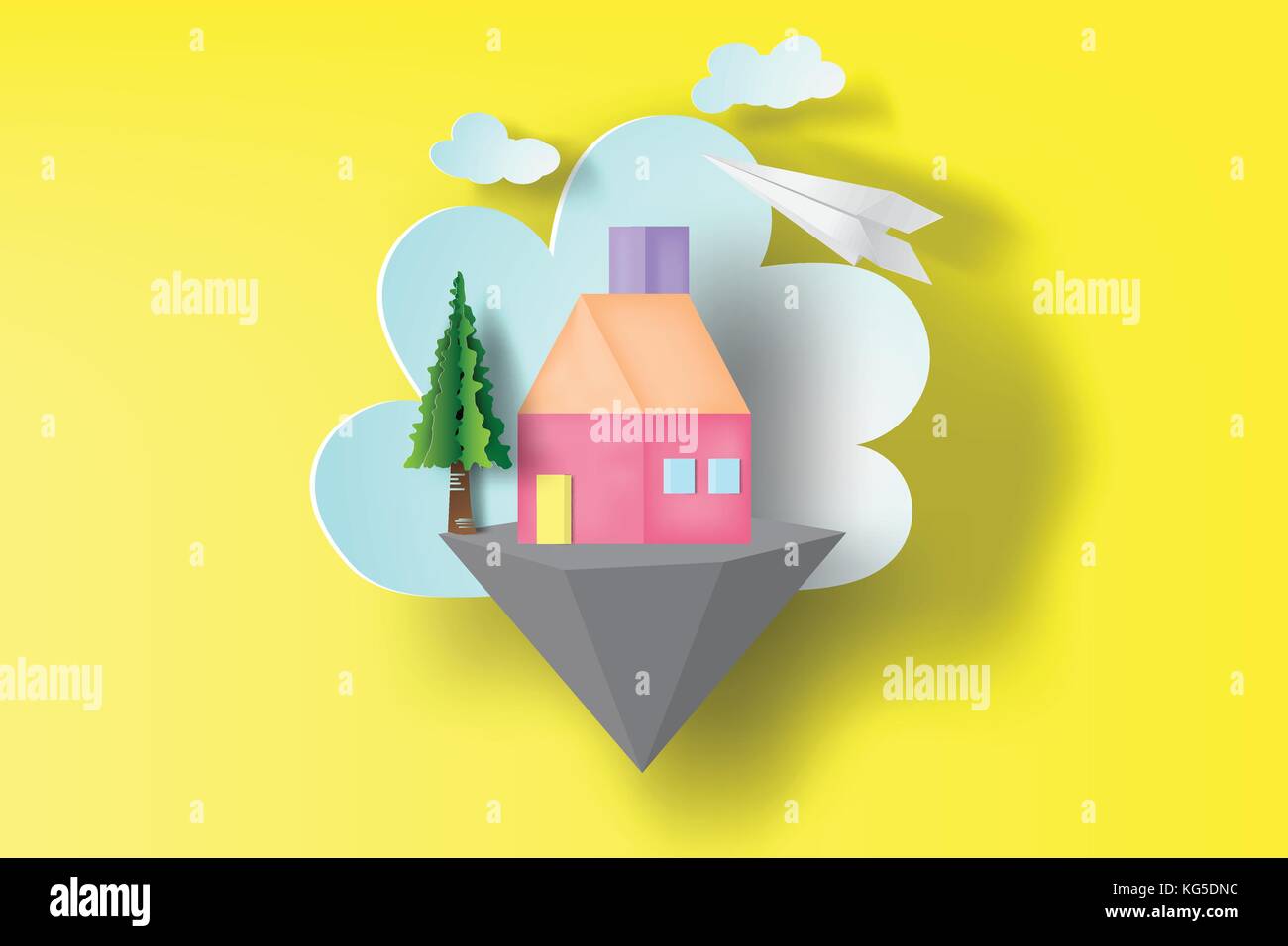 Paper art of home sweet on floating islands,vector Stock Vector Image ...