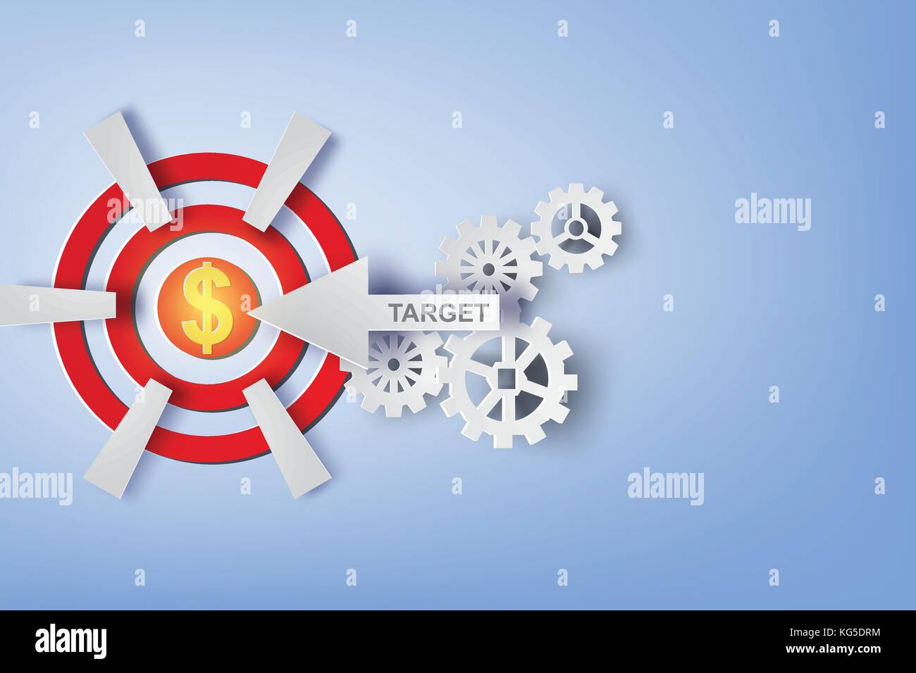 Paper art of Arrows flying shooting target with dollar in center.vector ...