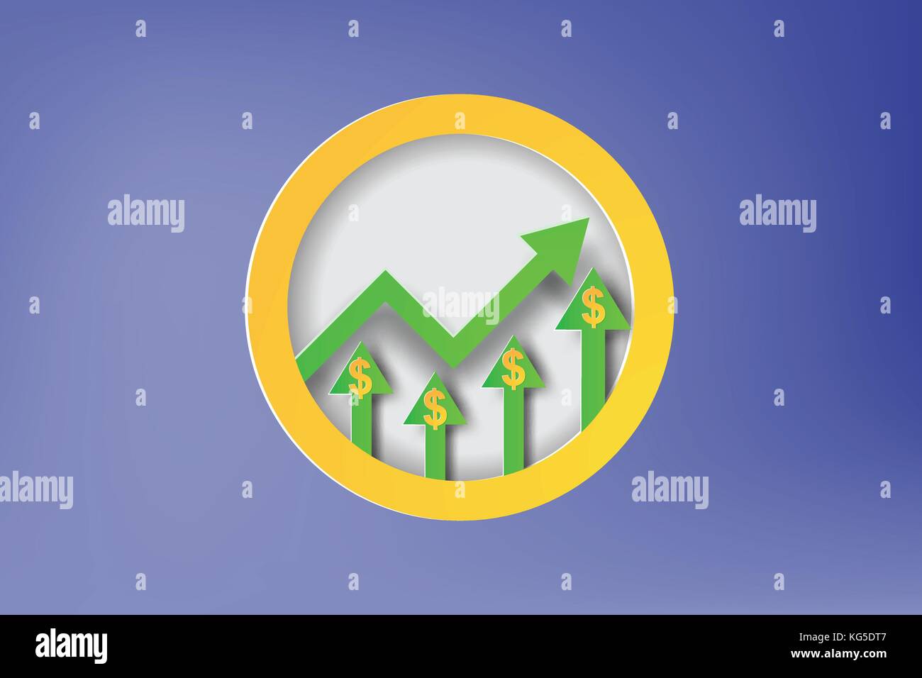 Paper art of Dollar sign Price Increase Graph Icon.Business concept ...