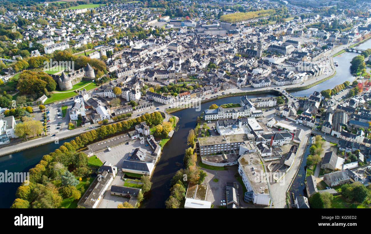 Aerial view of Pontivy city in the Morbihan Stock Photo - Alamy