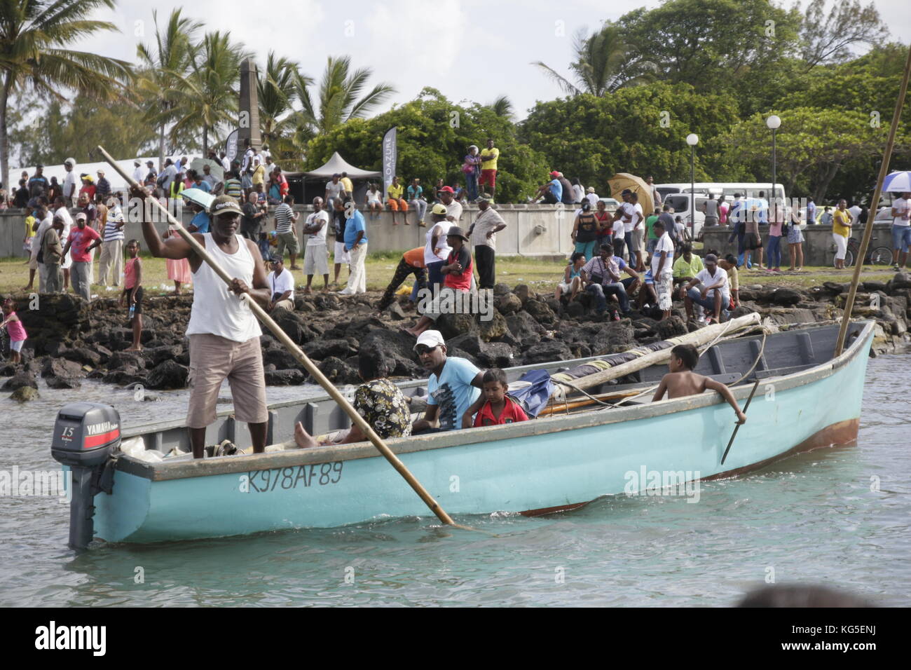 Regatta of colorful traditional Mauritian wooden Pirogues Mahebourg ...