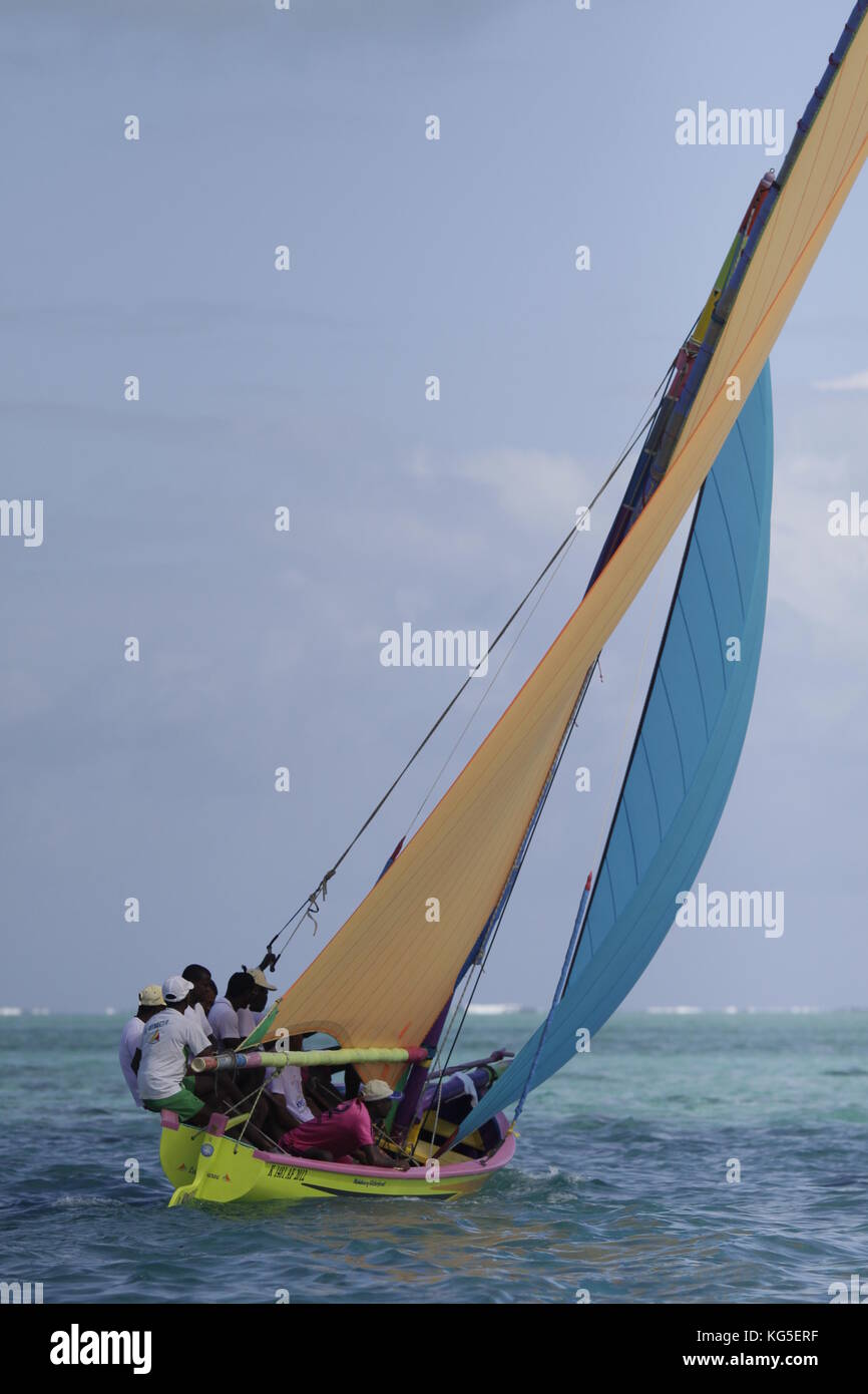 Traditional mauritian wooden pirogues hi-res stock photography and ...
