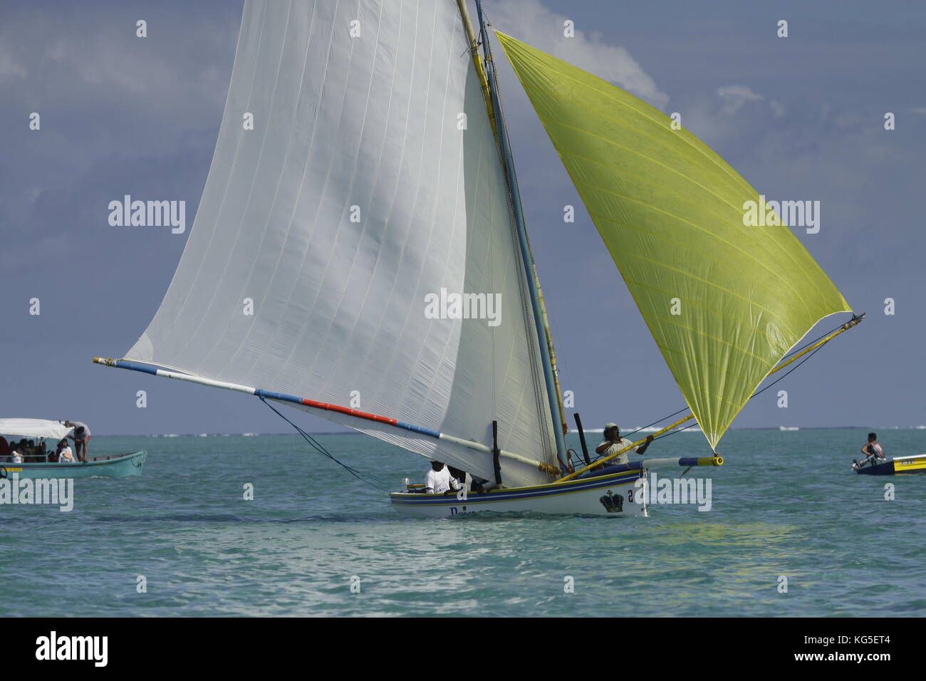 Regatta of colorful traditional Mauritian wooden Pirogues Mahebourg ...
