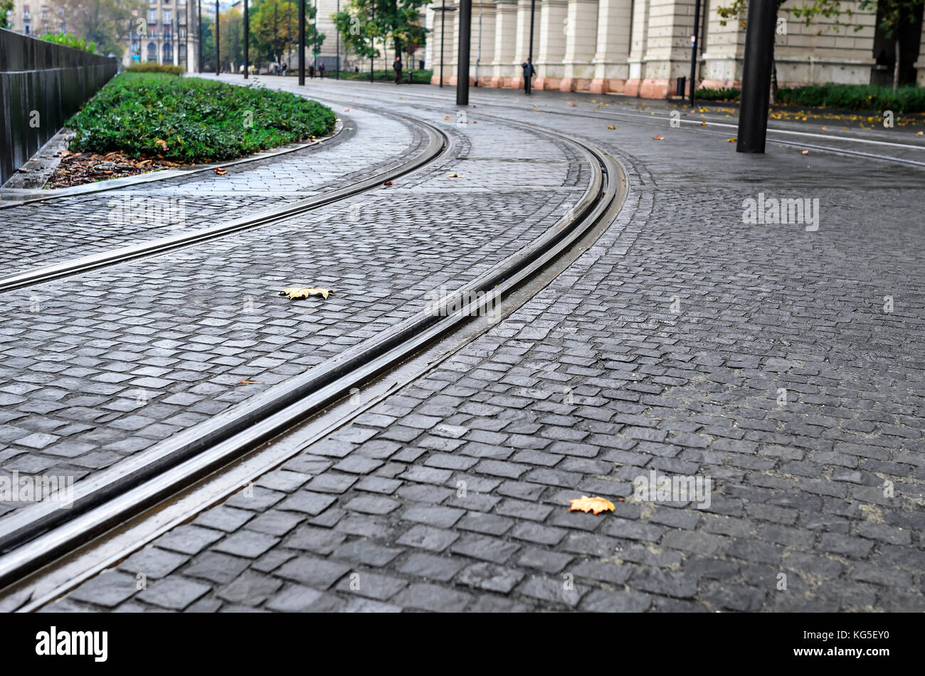 Rails for the tram Stock Photo - Alamy
