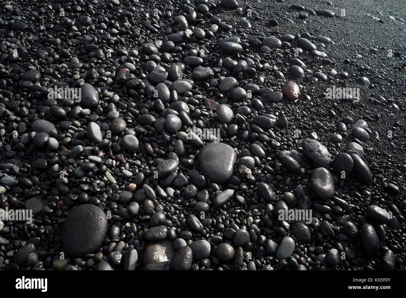 Black pebble on a volcanic beach in La Palma, Canary Islands Stock ...