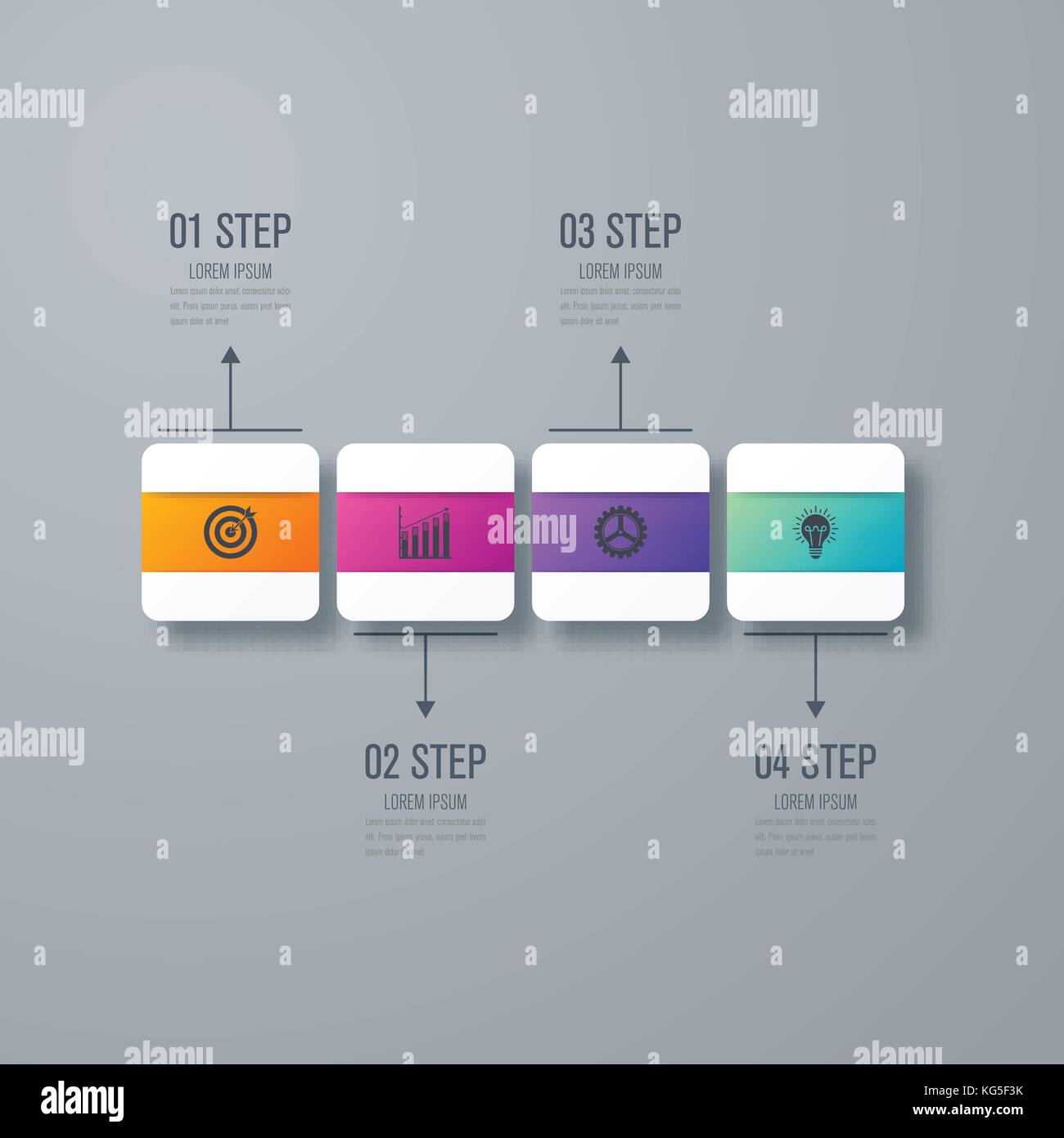 Business infographics template 4 steps with square Stock Vector Image ...