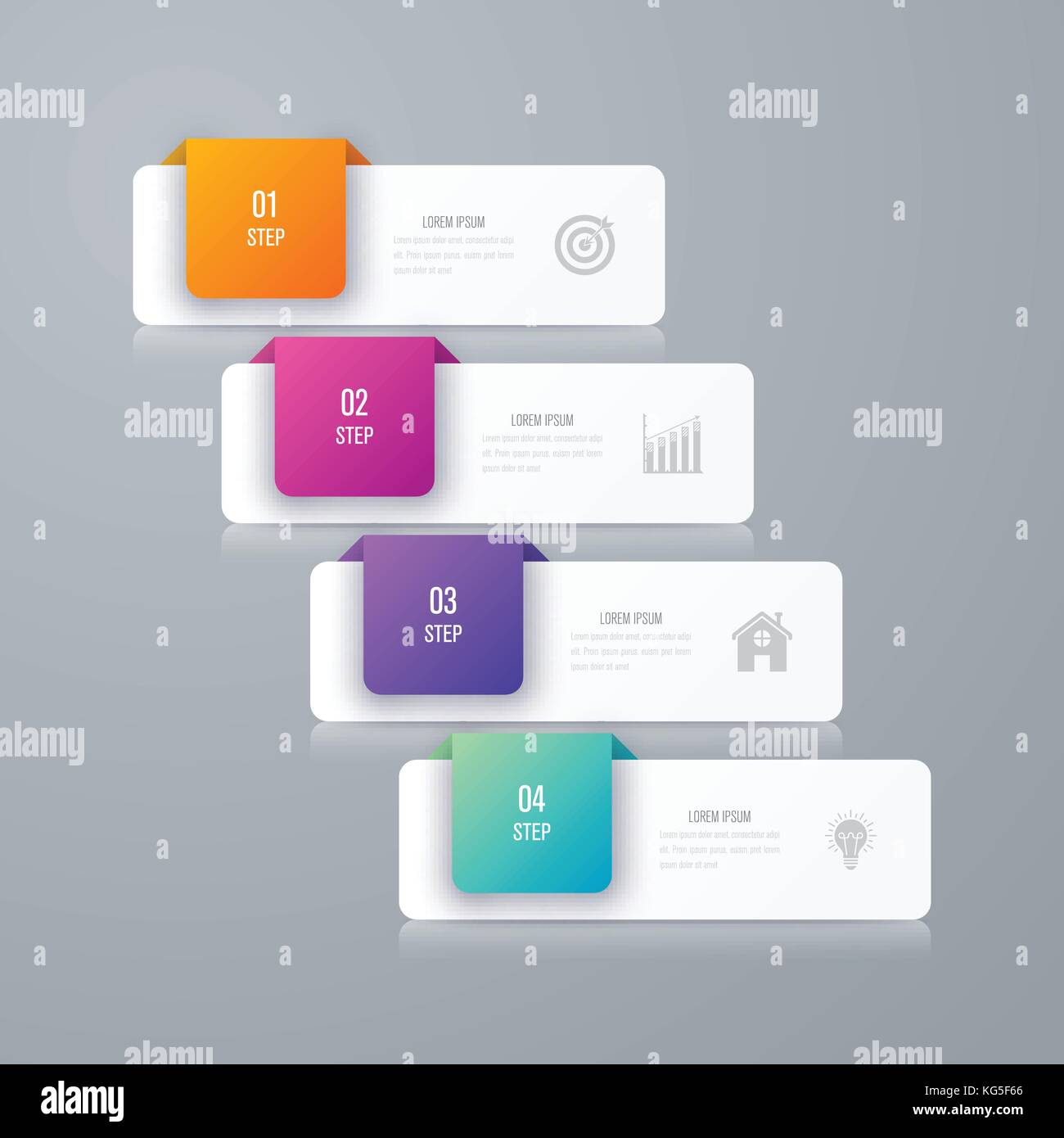 Business infographics template 4 steps with square Stock Vector Image ...