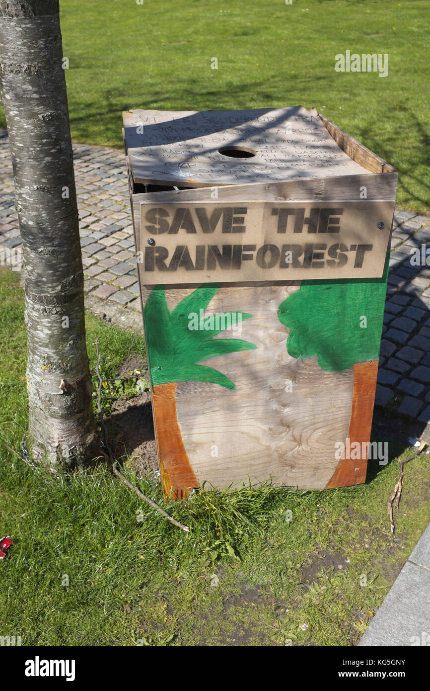 Aarhus, cultural capital in 2017 - 'safe the rainforest' wastebin Stock ...